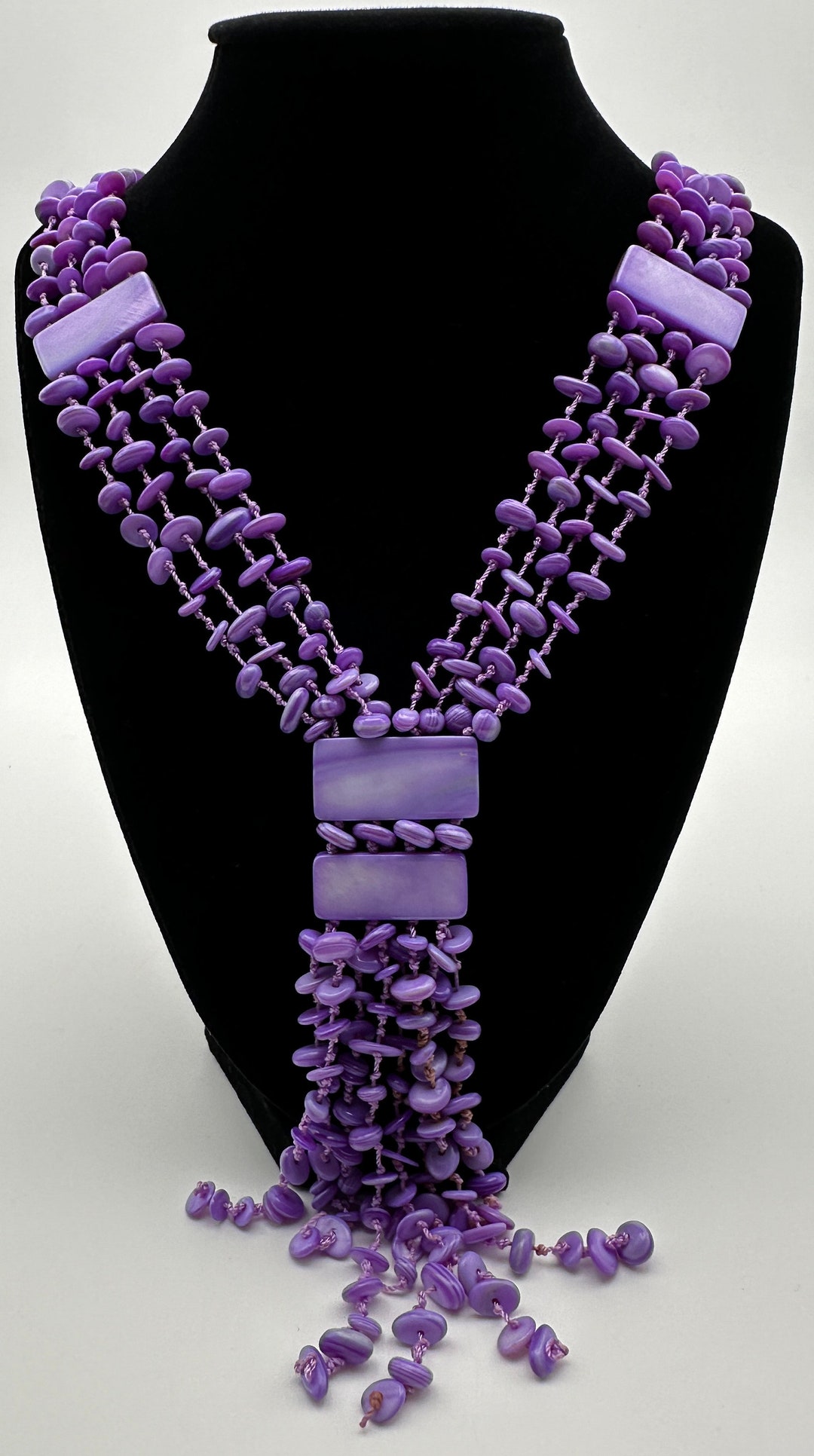 Vintage Jay King Desert Rose Trading Dyed Purple Shell Hand-knotted ...