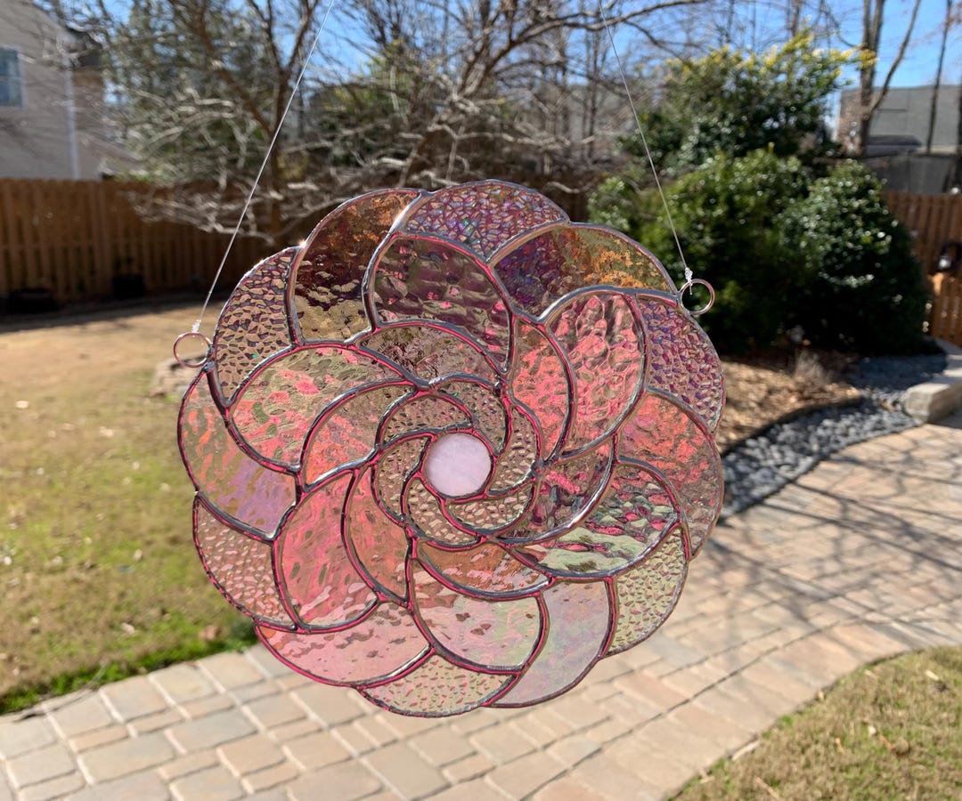 Stained Glass Sun Catcher Swirly Round Pinwheel Mandala - Etsy