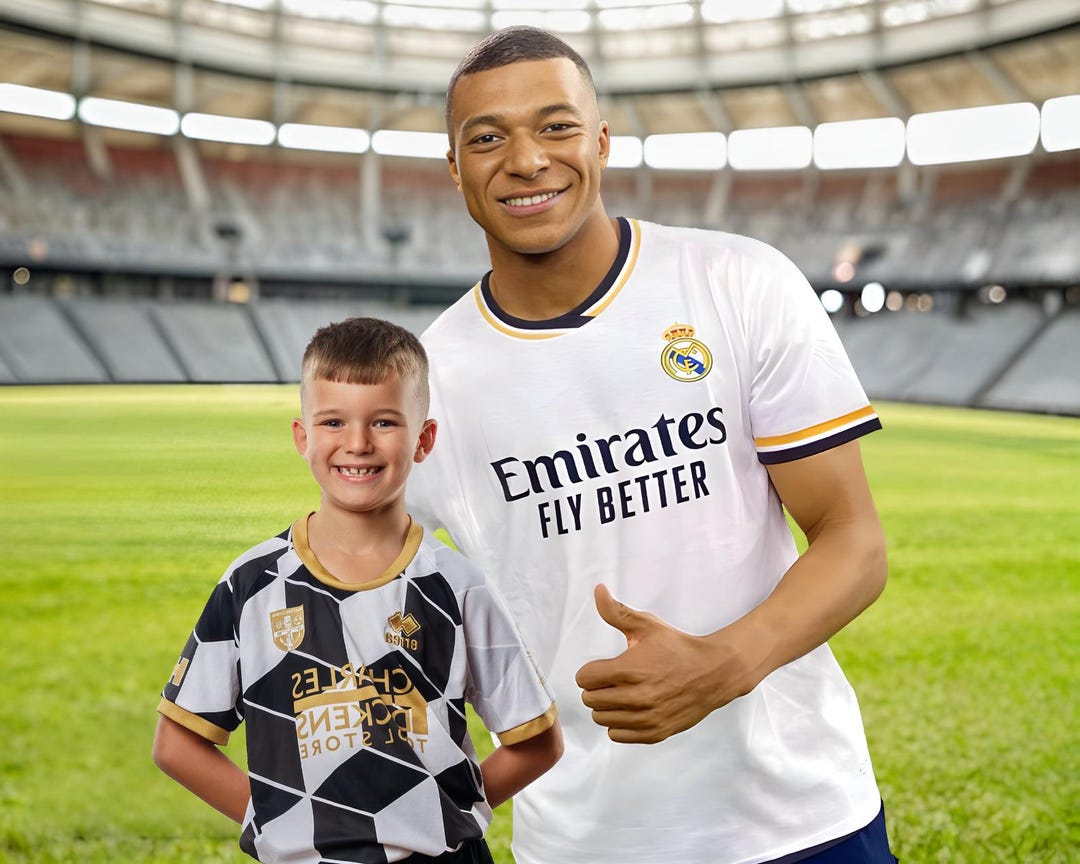 Kylian Mbappé Soccer Portrait With Mbappe Signature , Personalized ...