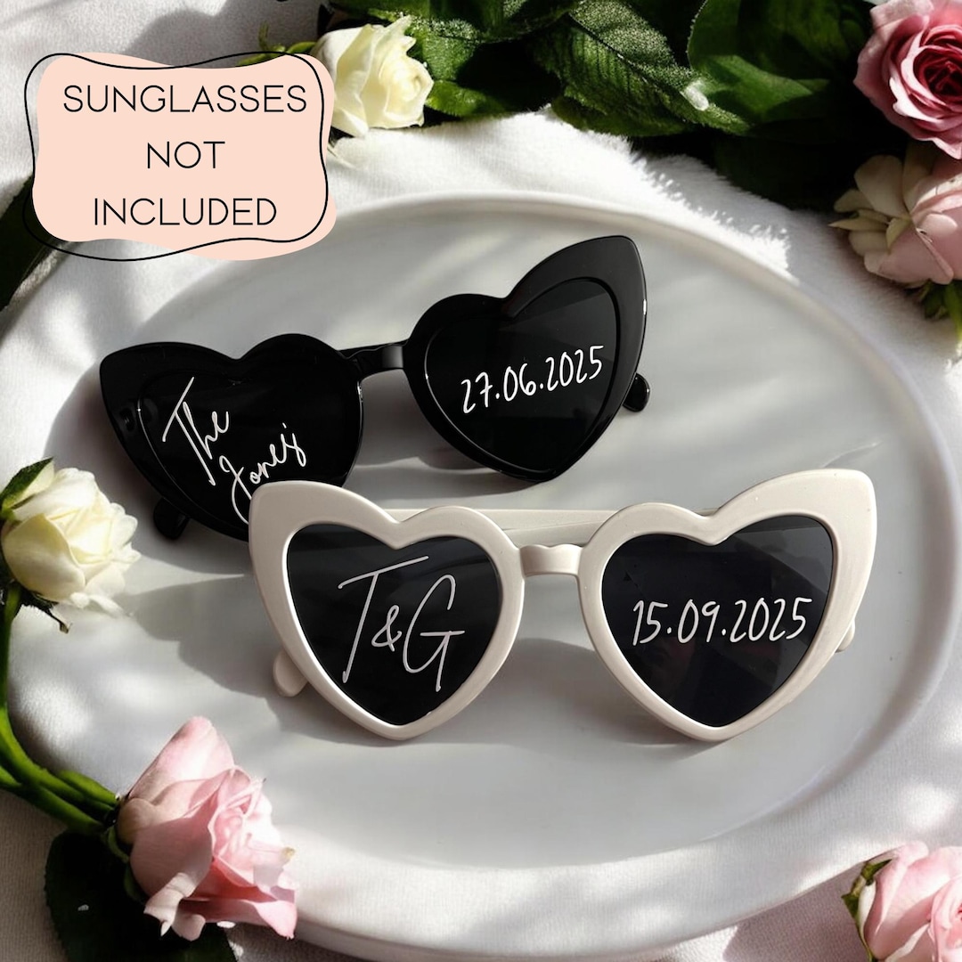 Personalised Wedding Sunglasses Vinyl Decals, Personalised DIY Vinyl ...