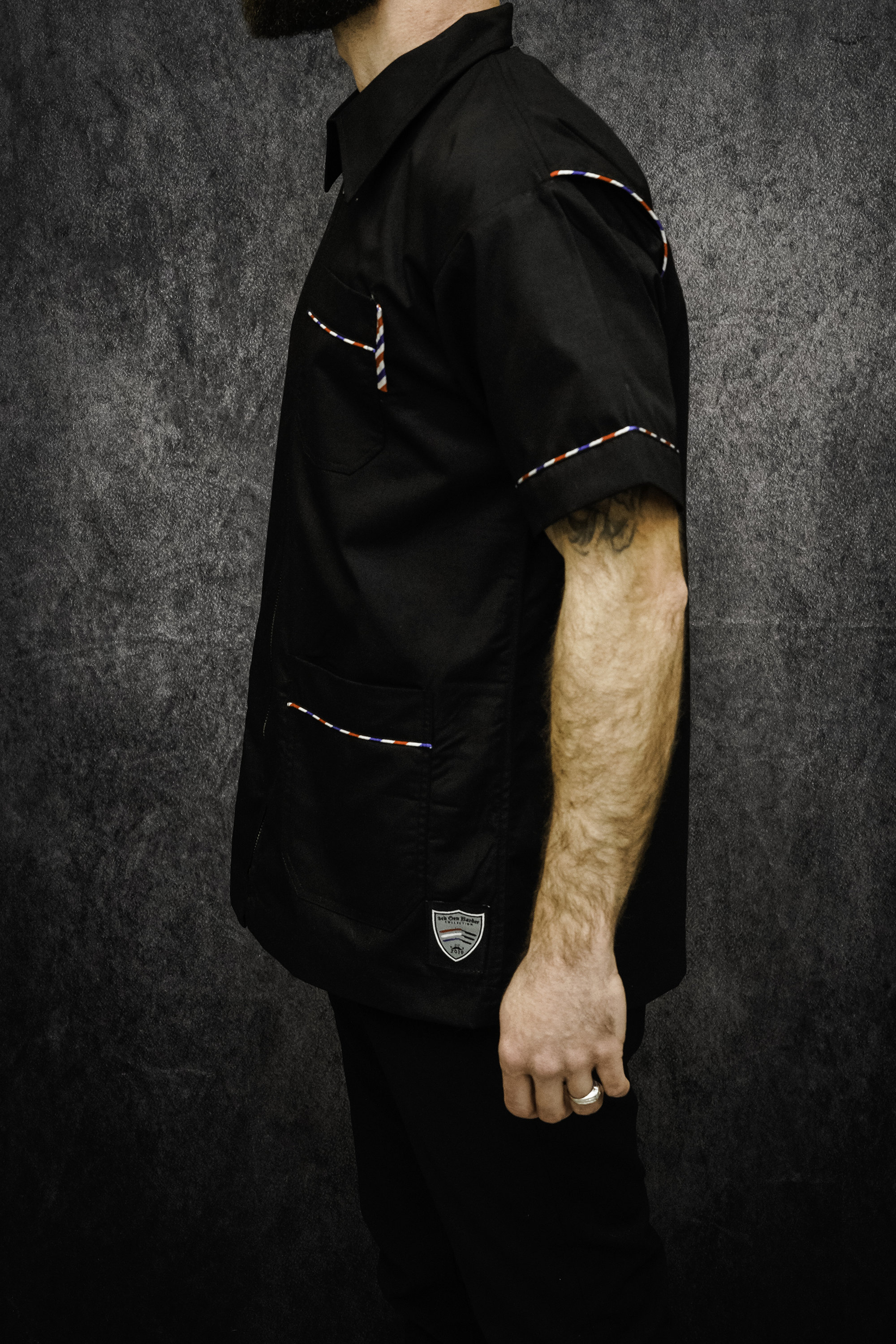 Barber Cut Jacket / Smock With Barber Pole Trim black Professor - Etsy