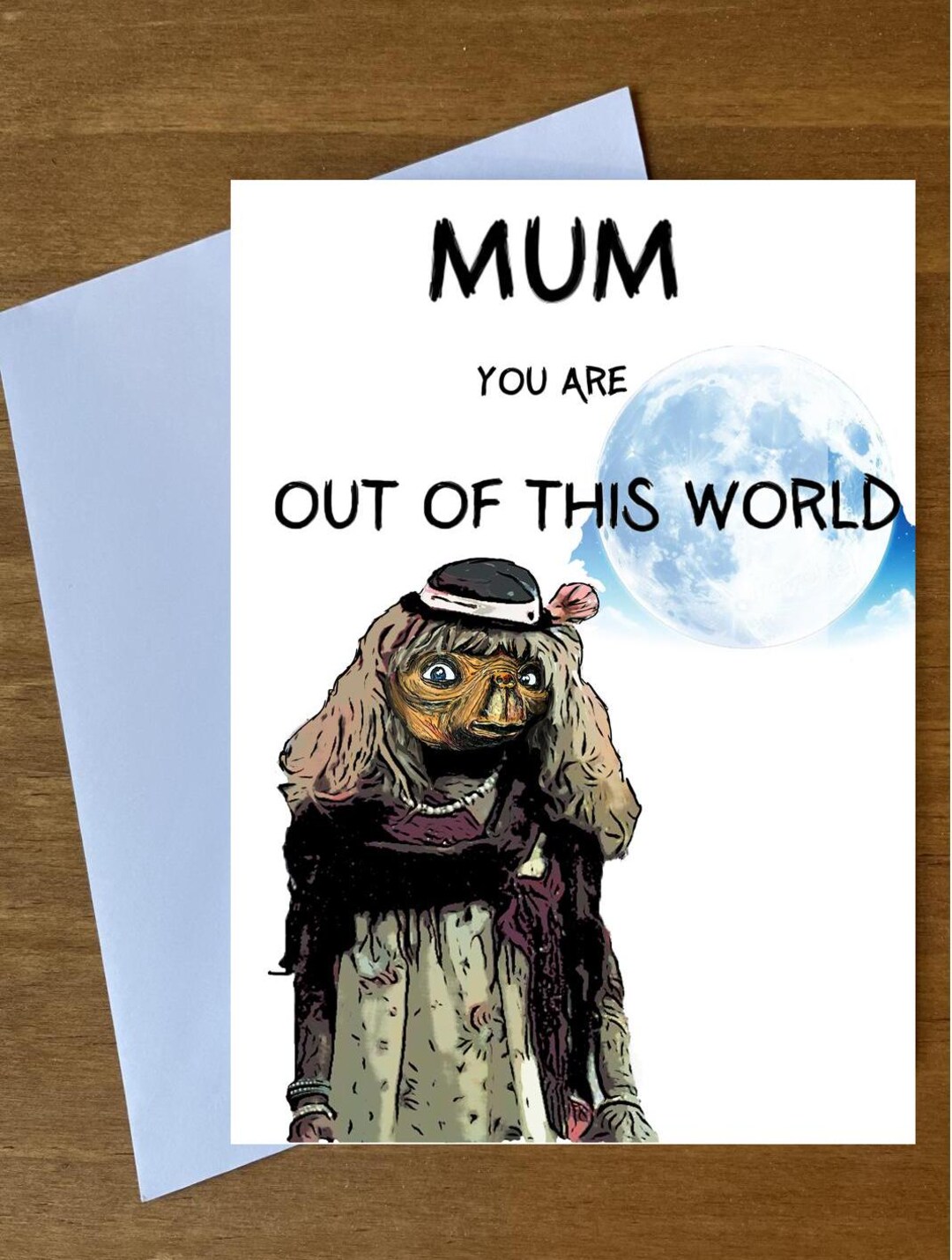 Funny 80s Alien in Wig Inspired Handmade Mother's Day Card ...