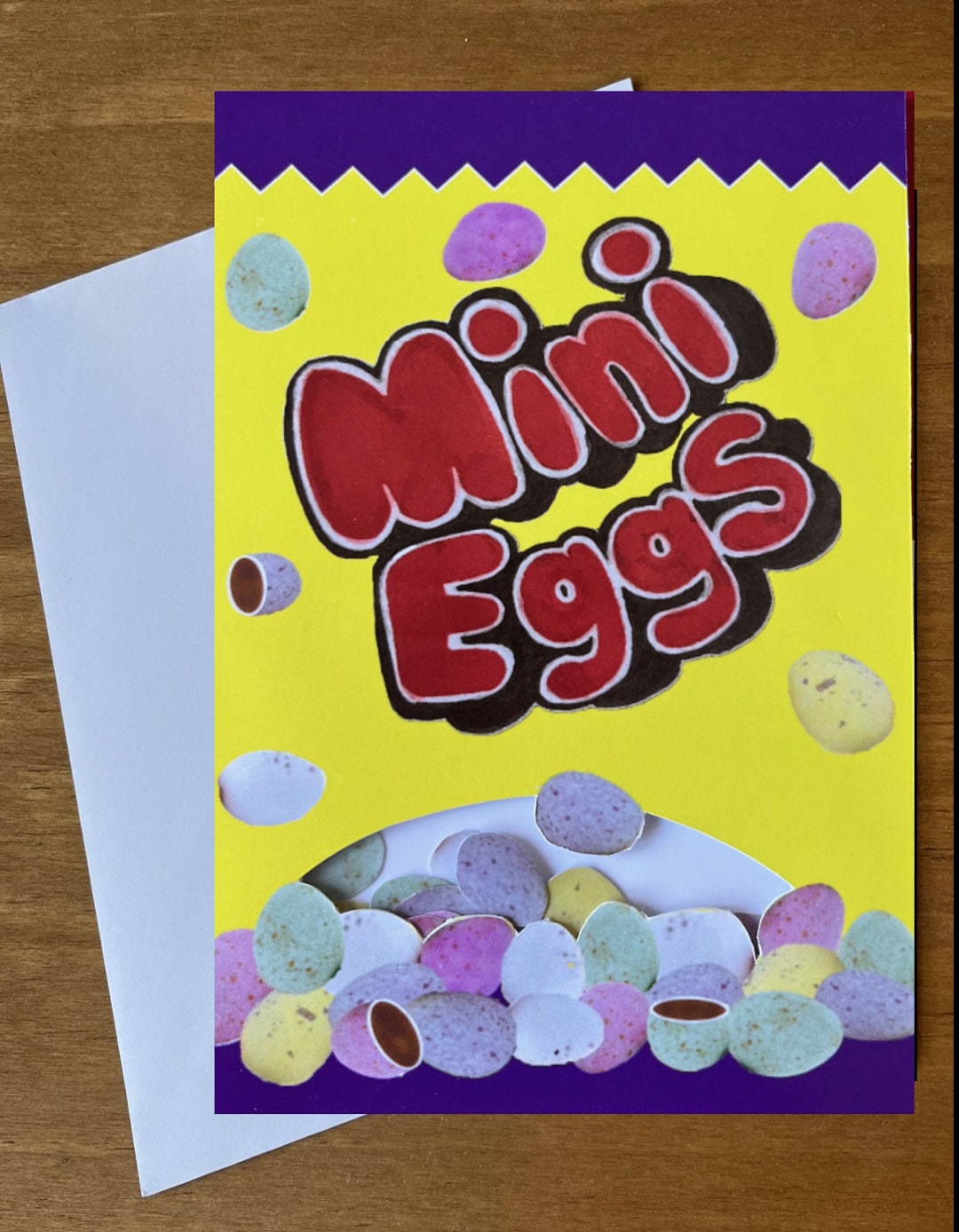 Hand Drawn Easter Shaker Card, Mini Eggs Inspired, Retro, 90s, Kitsch ...