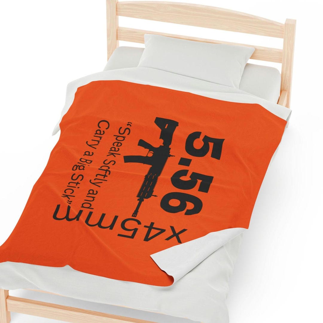 Pro Gun 5.56 AR 15 Rifle Orange Velveteen Plush Blanket Gun Hunting ...