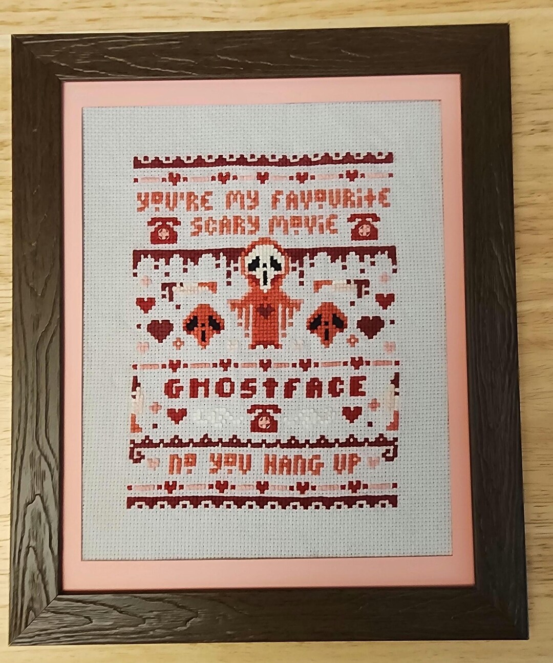Ghostface Cross Stitch Finished Framed Scream Valentine - Etsy