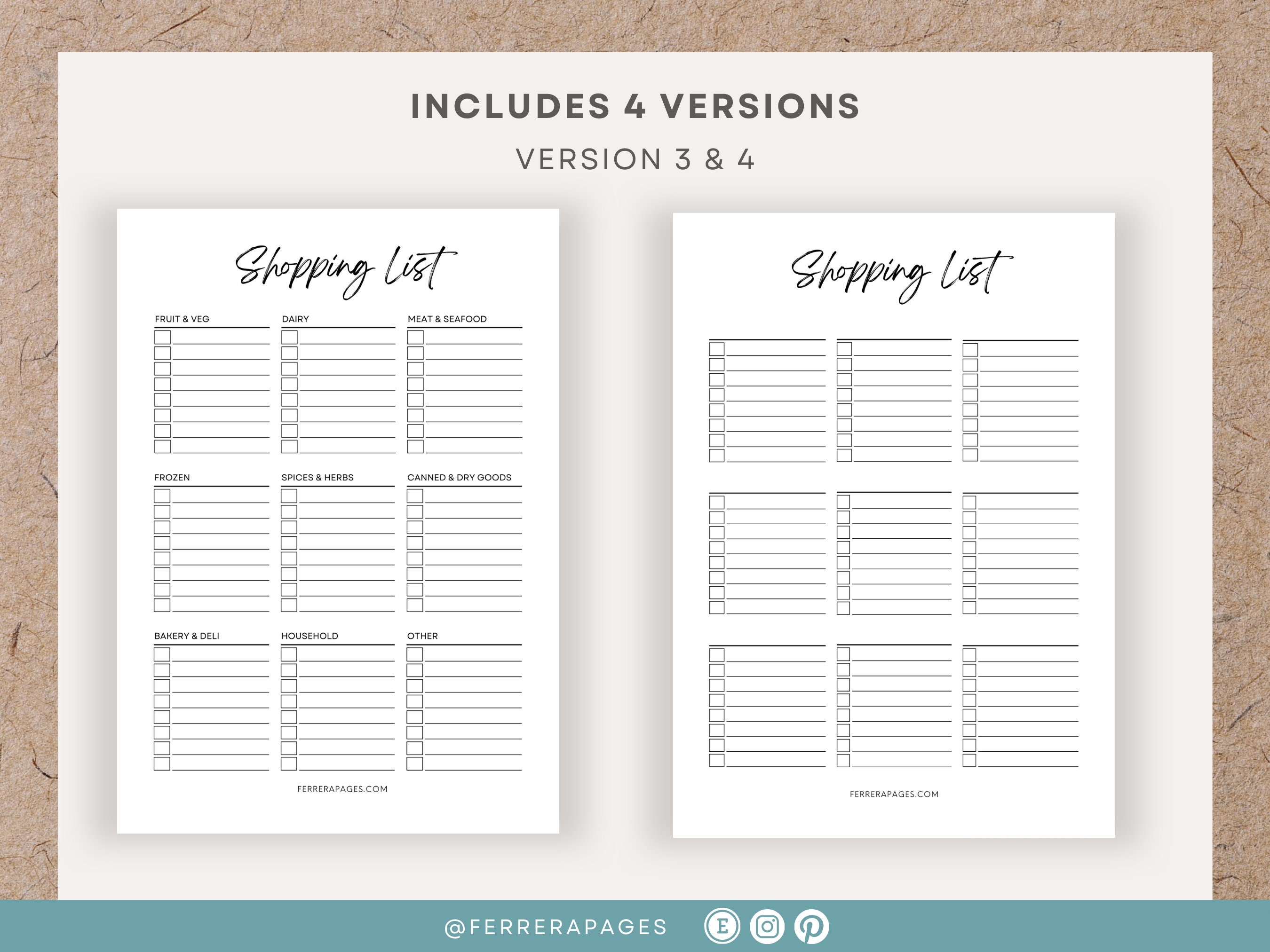 Shopping Grocery List, Printable Grocery Template Checklist, Editable ...