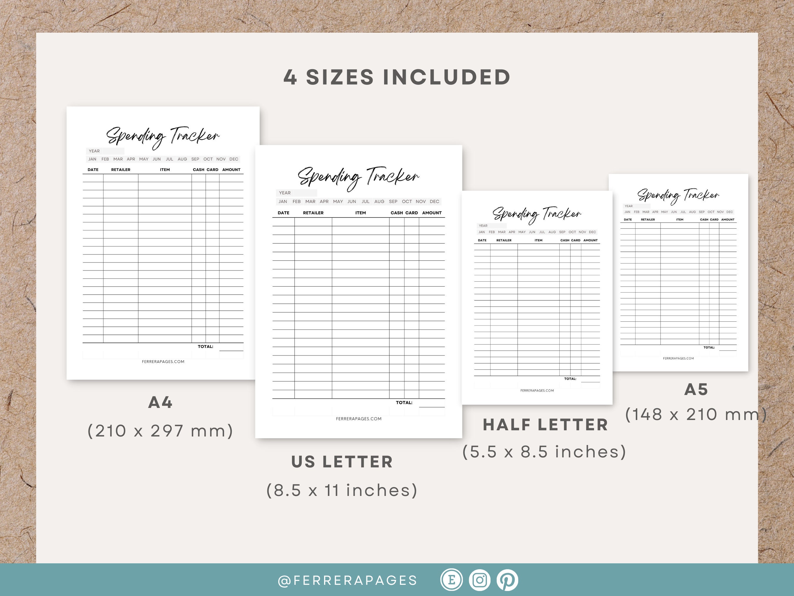 Spending Tracker Printable, Expense Tracker Log, Budget Template ...