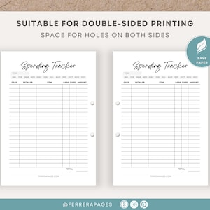 Spending Tracker Printable, Expense Tracker Log, Budget Template ...