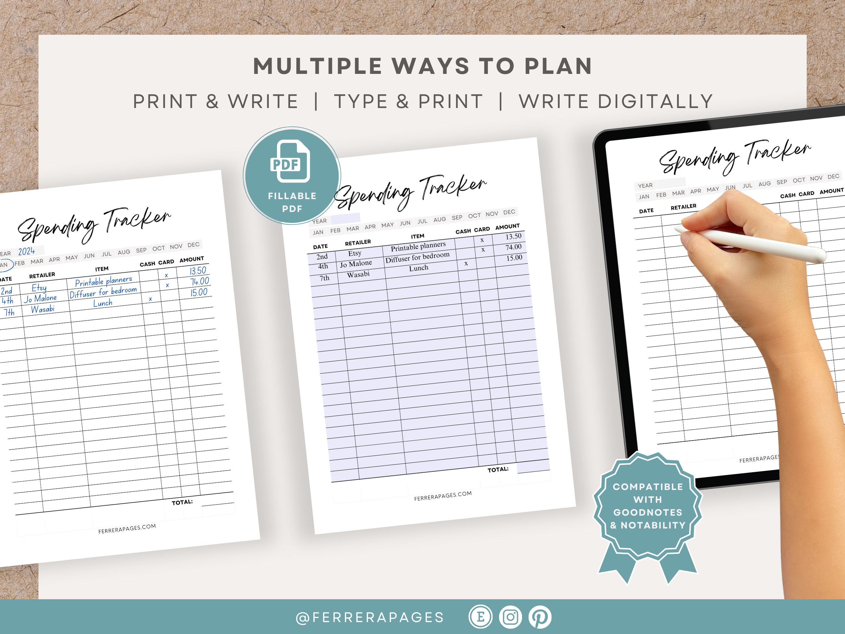 Spending Tracker Printable, Expense Tracker Log, Budget Template ...