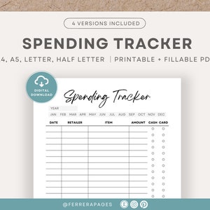 Spending Tracker Printable, Expense Tracker Log, Budget Template ...