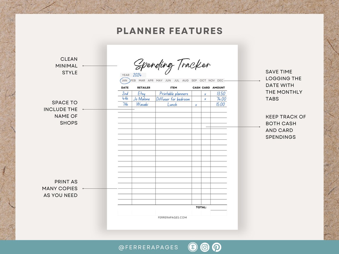 Spending Tracker Printable, Expense Tracker Log, Budget Template ...