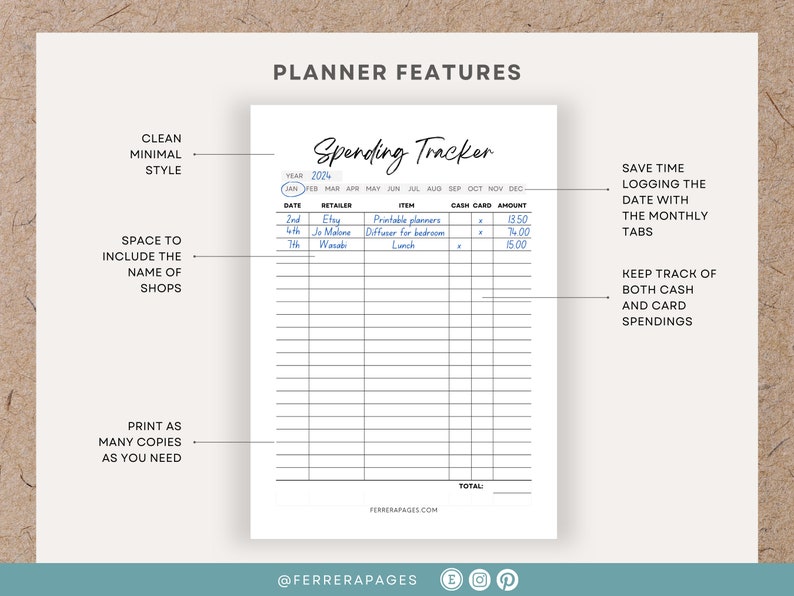 Spending Tracker Printable, Expense Tracker Log, Budget Template ...