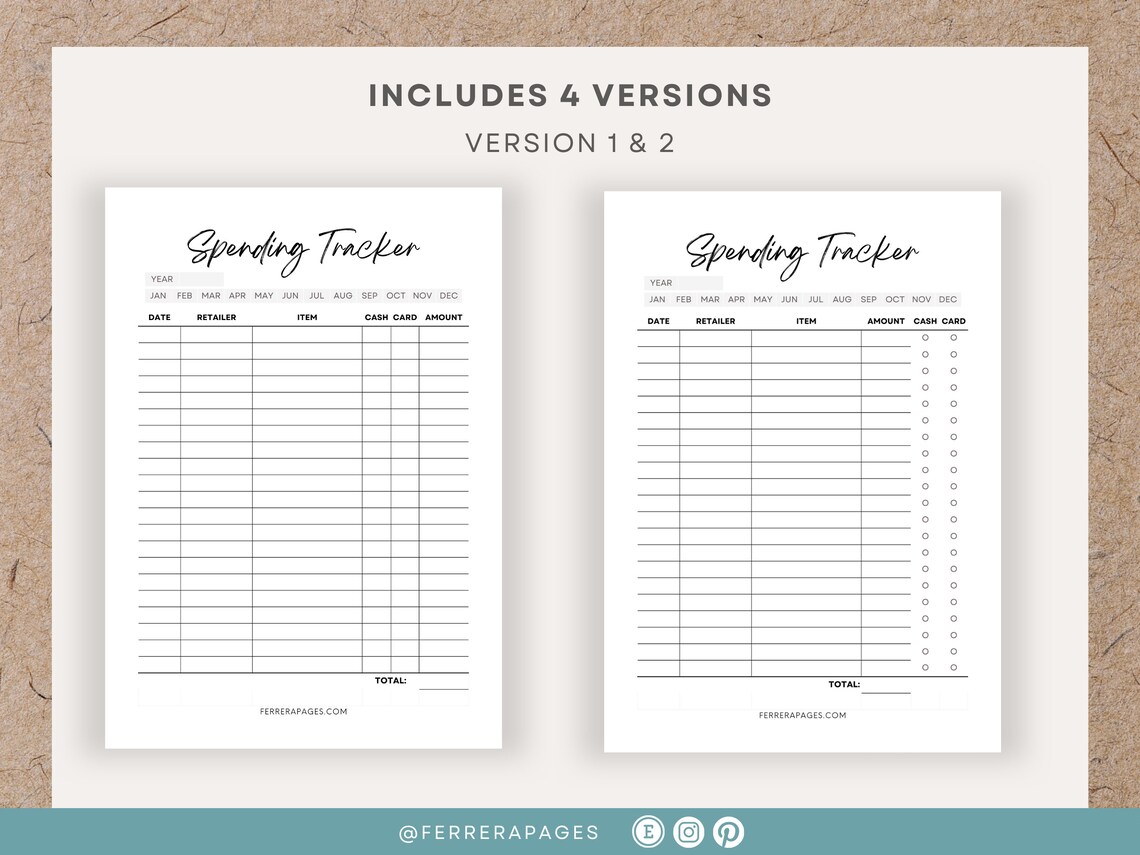 Spending Tracker Printable, Expense Tracker Log, Budget Template ...