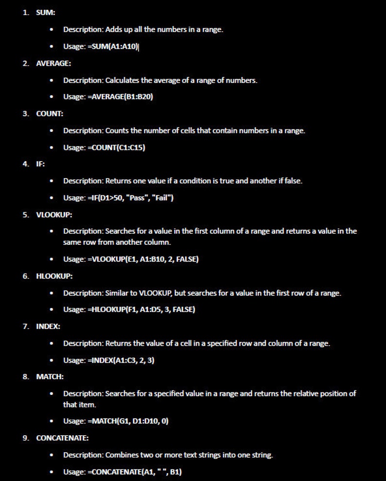 Microsoft Excel Formulas Master Guide, 600 Plus Excel Formulas - Etsy