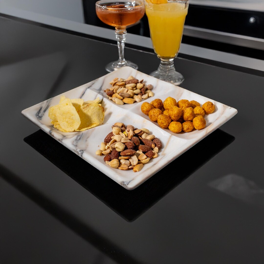 Handcrafted Serving Tray Natural Marble Organizer for Snacks ...