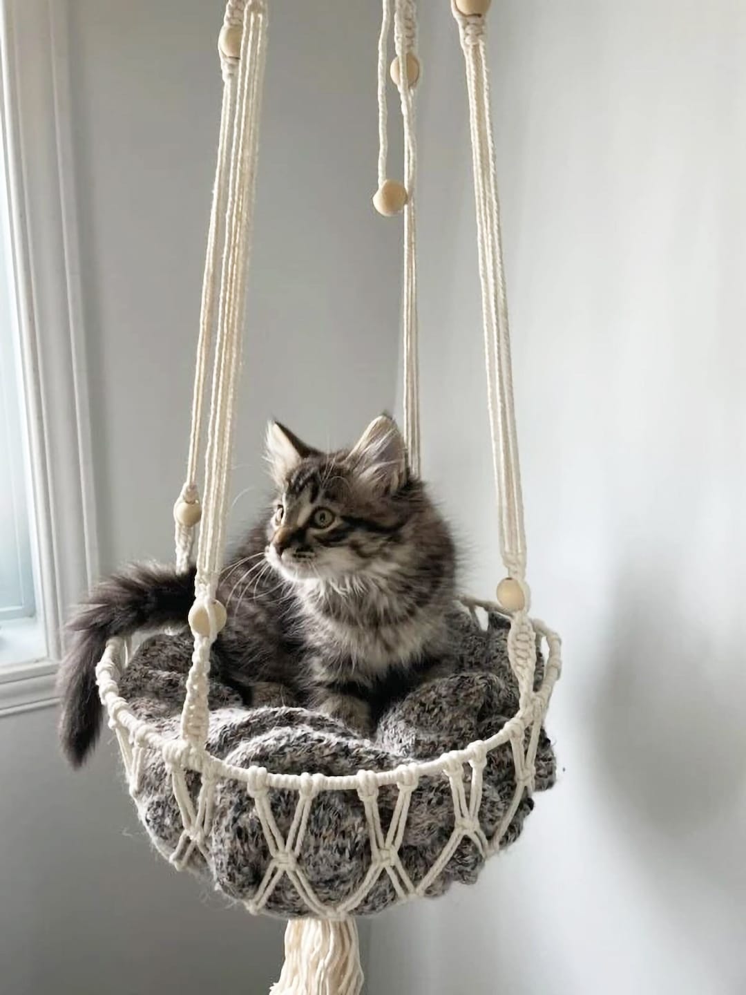 Macrame Cat Hammock, Cat Bed, Furniture Wall Macrame Swing, Bohemian ...