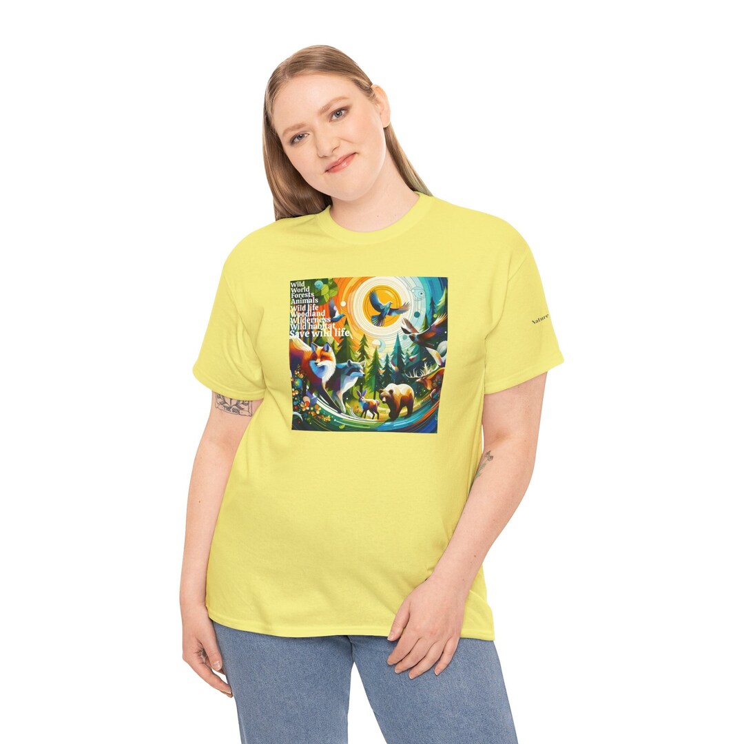Wildlife Woodland Animals Cotton T-shirt, Wilderness Shirt, Save ...