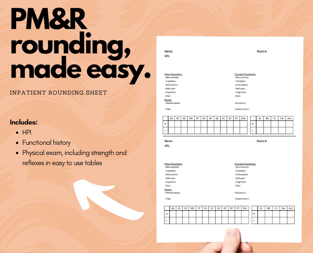 PM&R, Neurology Inpatient Provider Rounding Report Tool Template, Printable Digital Download ...