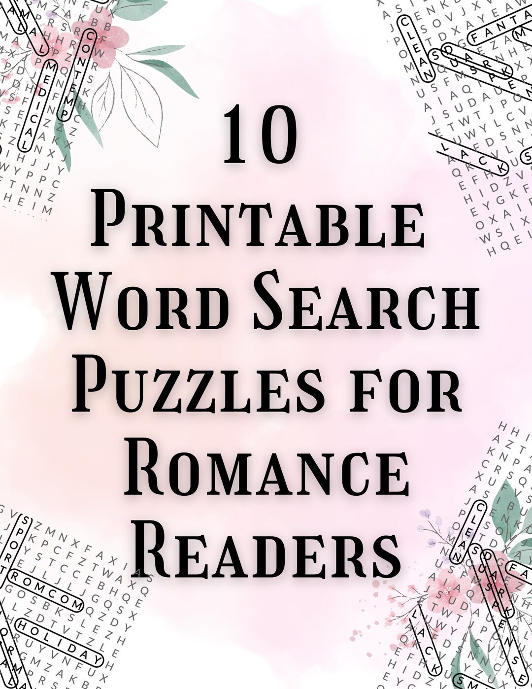 10 Printable Word Search Puzzles for Romance Readers SFW | Digital PDF ...