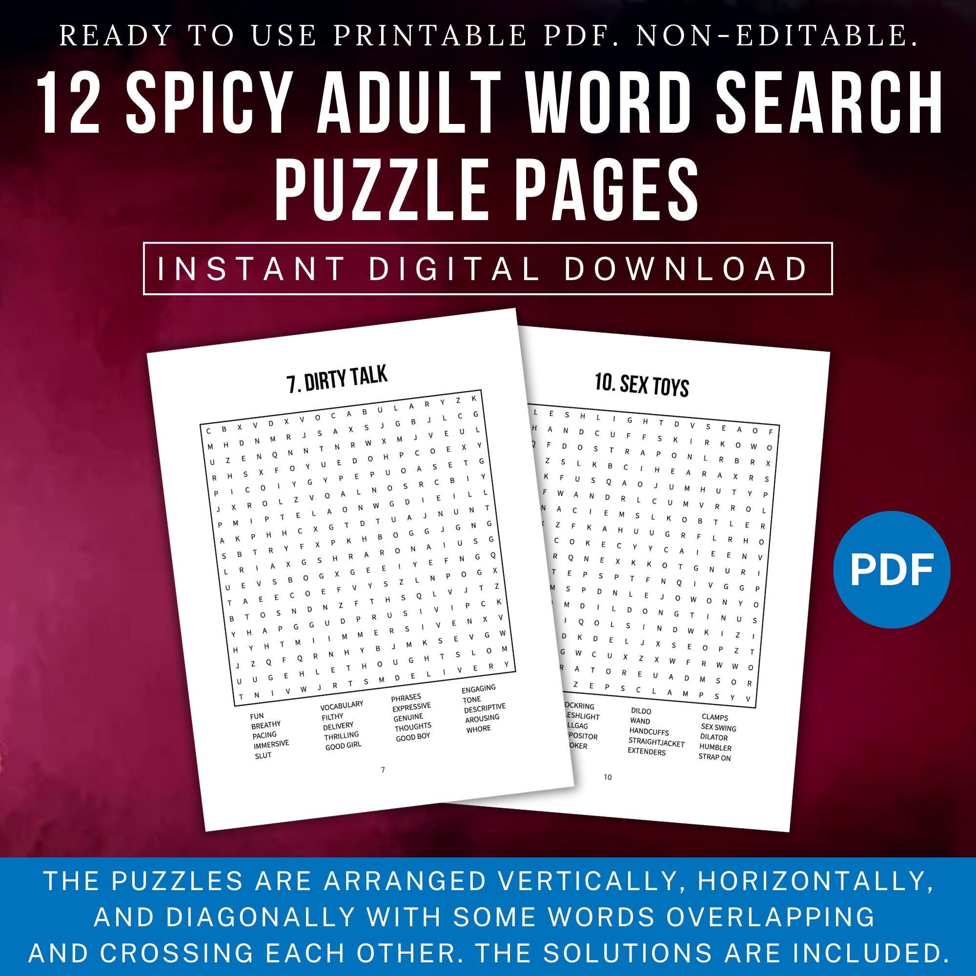 12 Printable Spicy Adult Word Search Puzzles | Fun Naughty Themed ...
