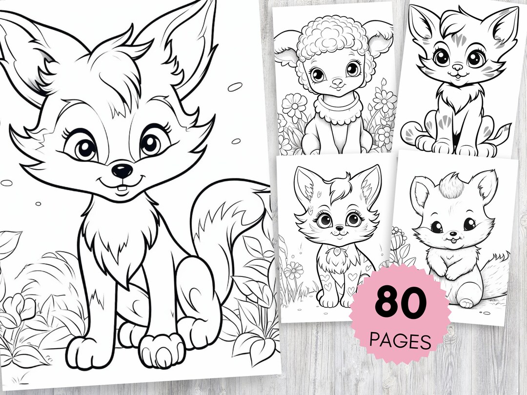 Cute Animals Coloring Book for Kids, Adorable Animal Coloring Pages ...