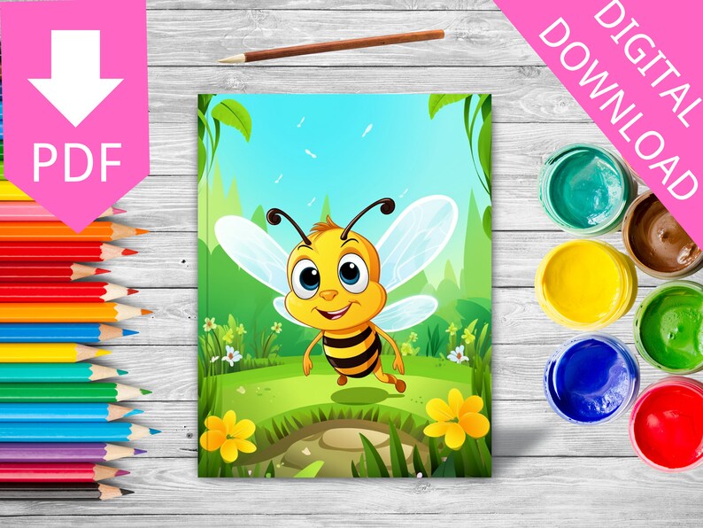 Cute Bug Coloring Pages for Kids, Fun Insect Activity Book, Bee and ...