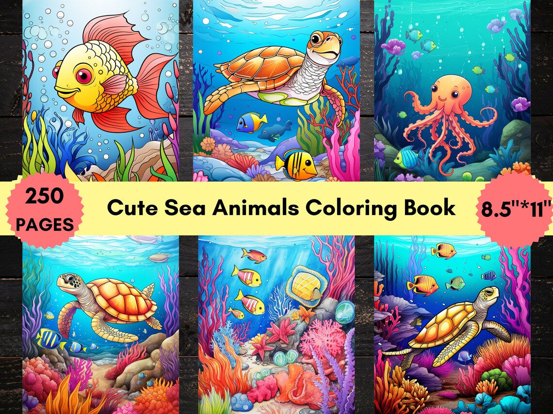 250 Sea Animals Coloring Pages Digital Download for Relaxation and ...