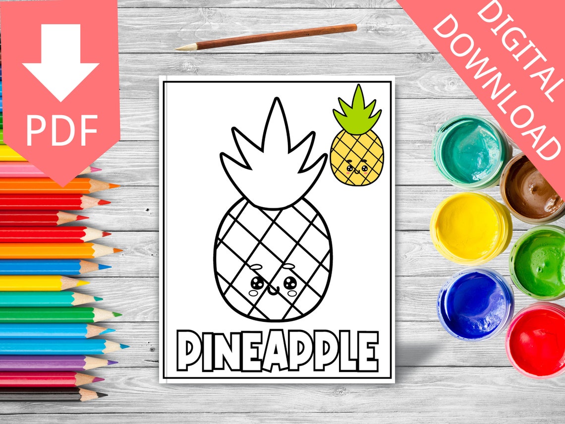 Cute Fruit Coloring Pages, Kawaii Food Printable, Funny Fruits Coloring ...