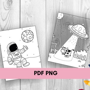 Space Activity Book for Kids, Printable Space Coloring, Printable Space ...