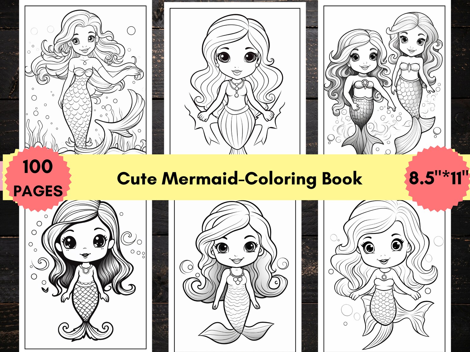 100 Cute Mermaid Coloring Pages - Adult and Kids Coloring Book, Mermaid ...