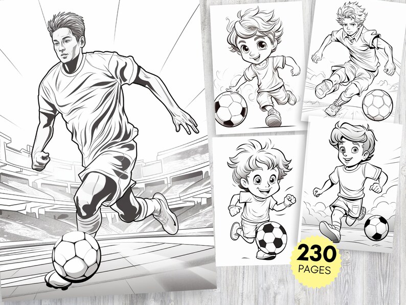 230 Pages, Soccer Coloring Pages, Printable Coloring Pages, Soccer ...