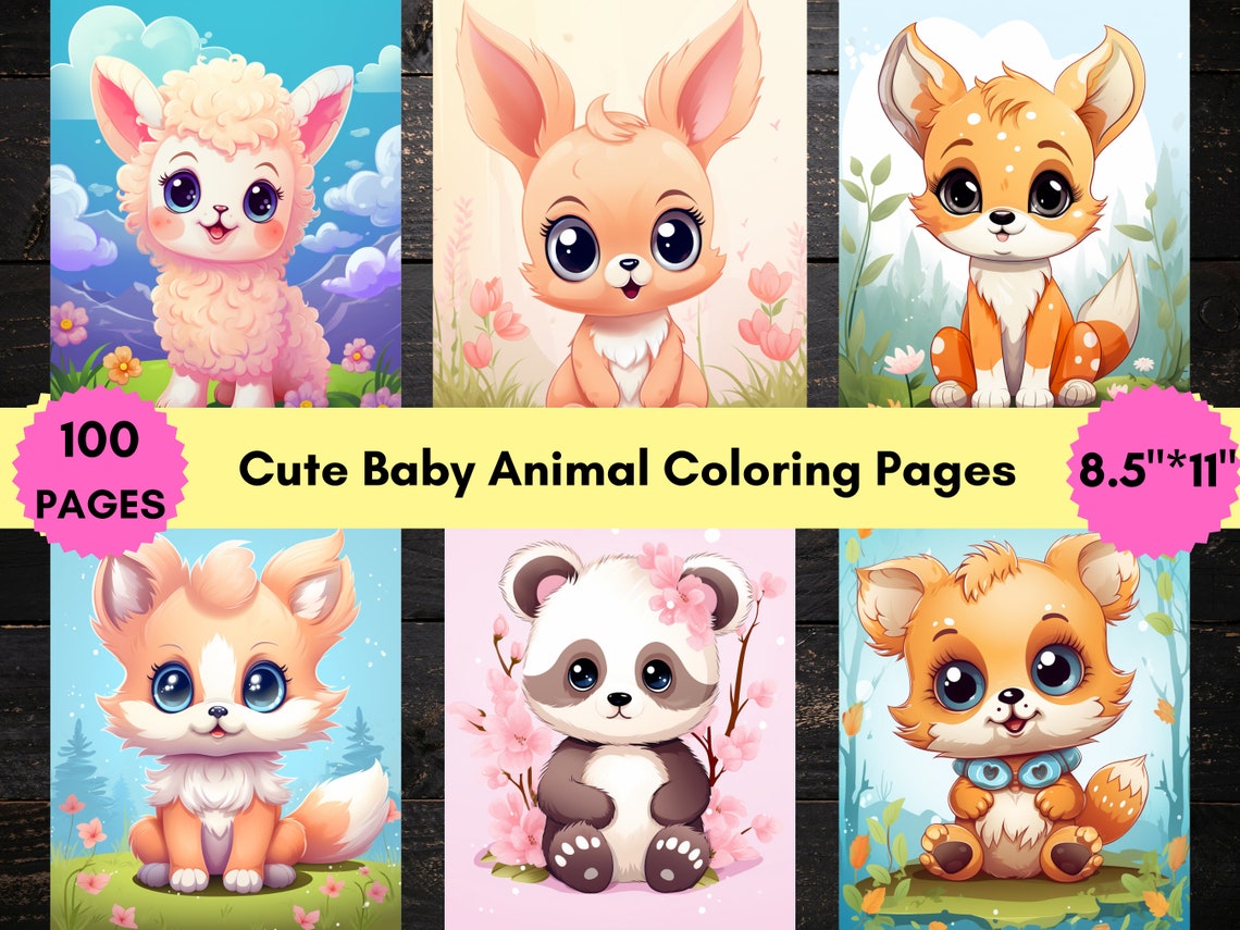 100 Cute Baby Animals Coloring Pages for Adult & Kids, Animal Coloring ...