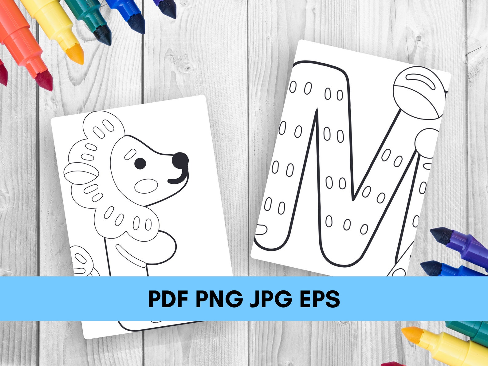 26 Pages Alphabet Coloring Book Printable for Kids, Alphabet Coloring ...