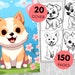Cute Dog Coloring Pages for Kids and Adults, Puppy Coloring Book ...