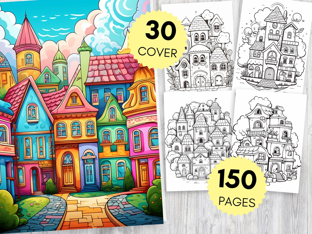 Adorable Town Coloring Pages, Tiny Towns, Buildings, Architecture ...