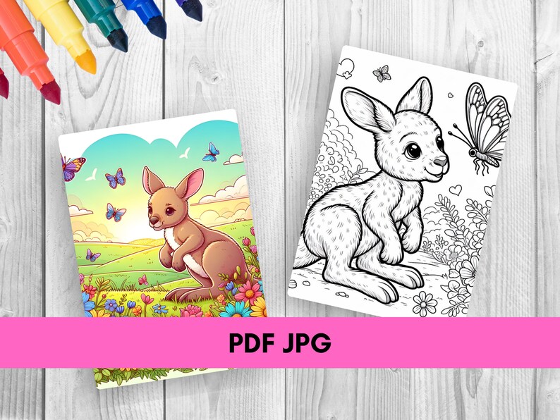 70 Kangaroo Coloring Book,wildlife Printable Kids Coloring Pages ...