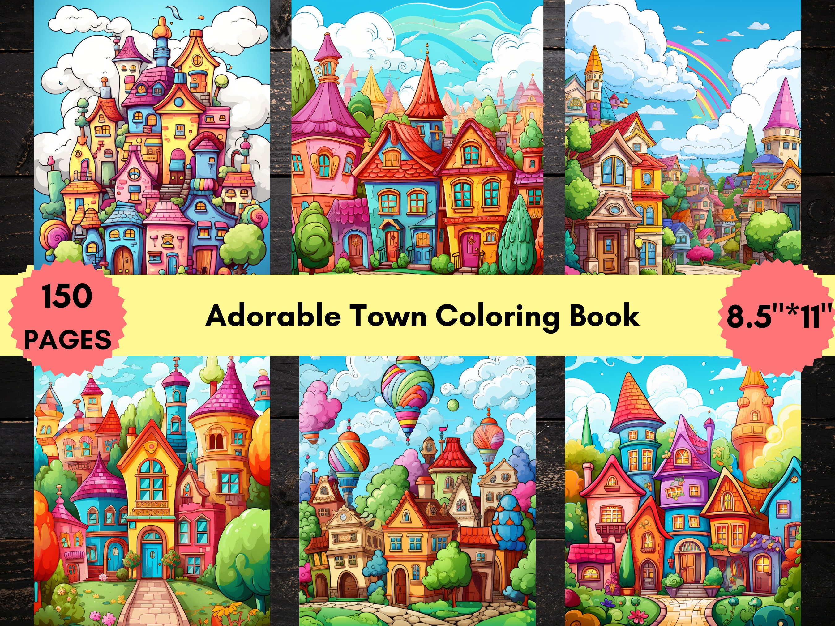 Adorable Town Coloring Pages, Tiny Towns, Buildings, Architecture ...