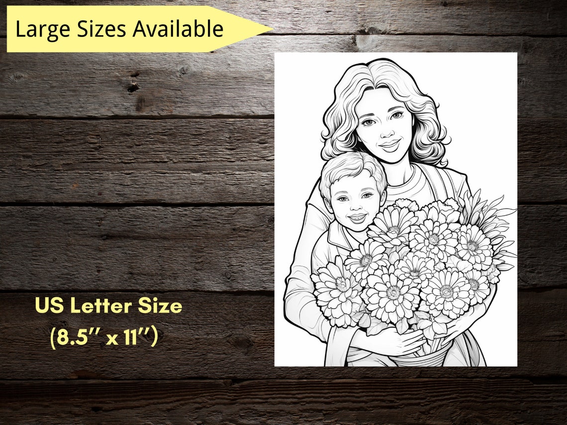 Mothers Day Coloring, Mothers Day Coloring for Kids, Easy Coloring ...