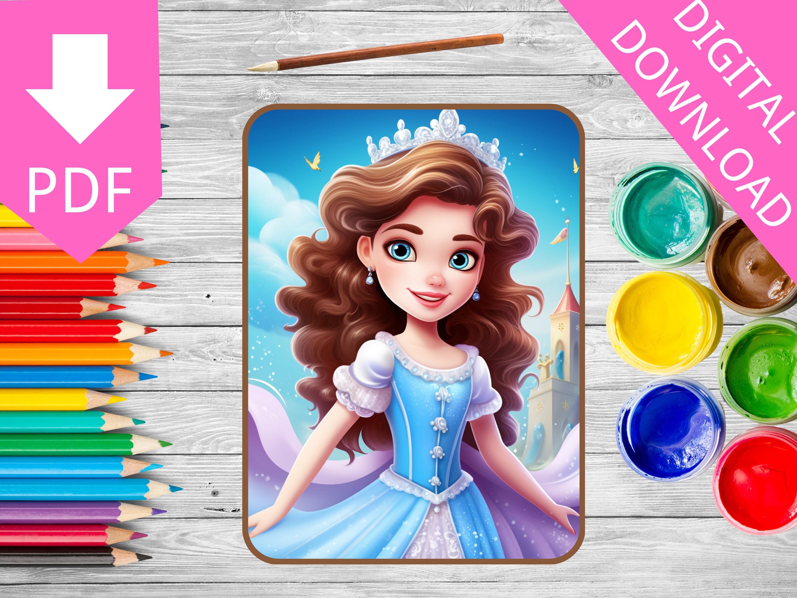 200 Cute Princess Coloring Book for Kids, Princess Coloring Pages, Kids ...