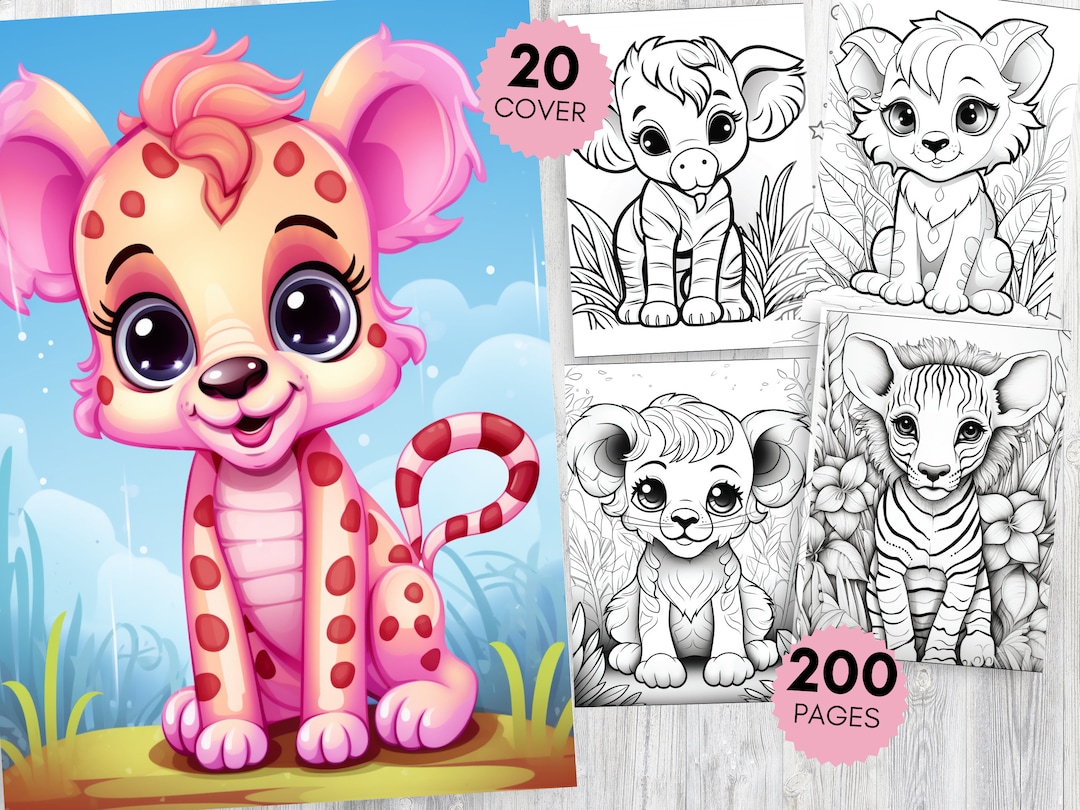 Cute Safari Animals Coloring Book for Kids and Toddlers, Jungle Baby ...