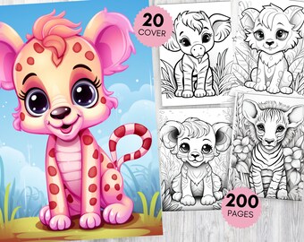 Baby Safari Animals Coloring Pages - Etsy