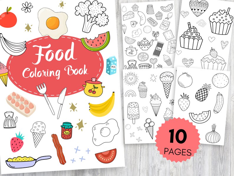Food Coloring Pages, 10 Printable Recipe Coloring Pages for Kids, Boys ...