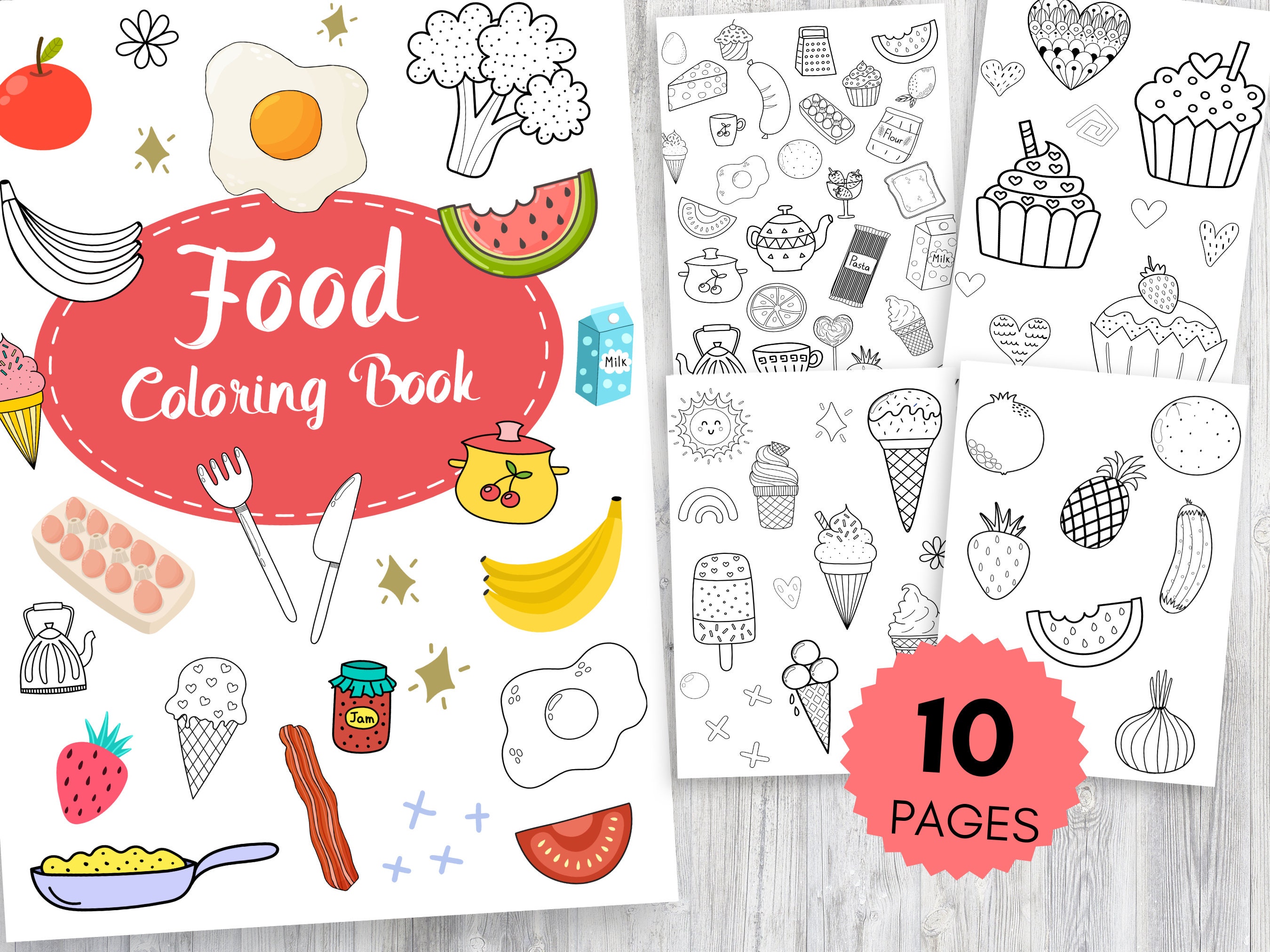 Food Coloring Pages, 10 Printable Recipe Coloring Pages for Kids, Boys ...