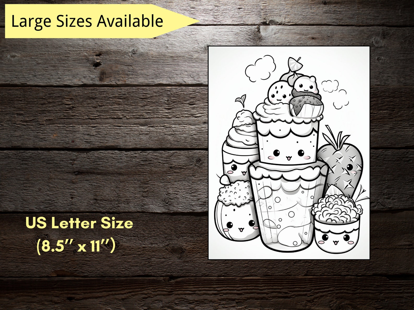 200 Cute Kawaii Food Coloring Pages for Kids, Printable Kawaii Coloring ...