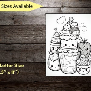 200 Cute Kawaii Food Coloring Pages for Kids, Printable Kawaii Coloring ...