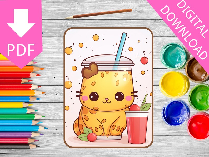 200 Cute Kawaii Coloring Pages for Kids Cute Coloring Page Mega Bundle ...