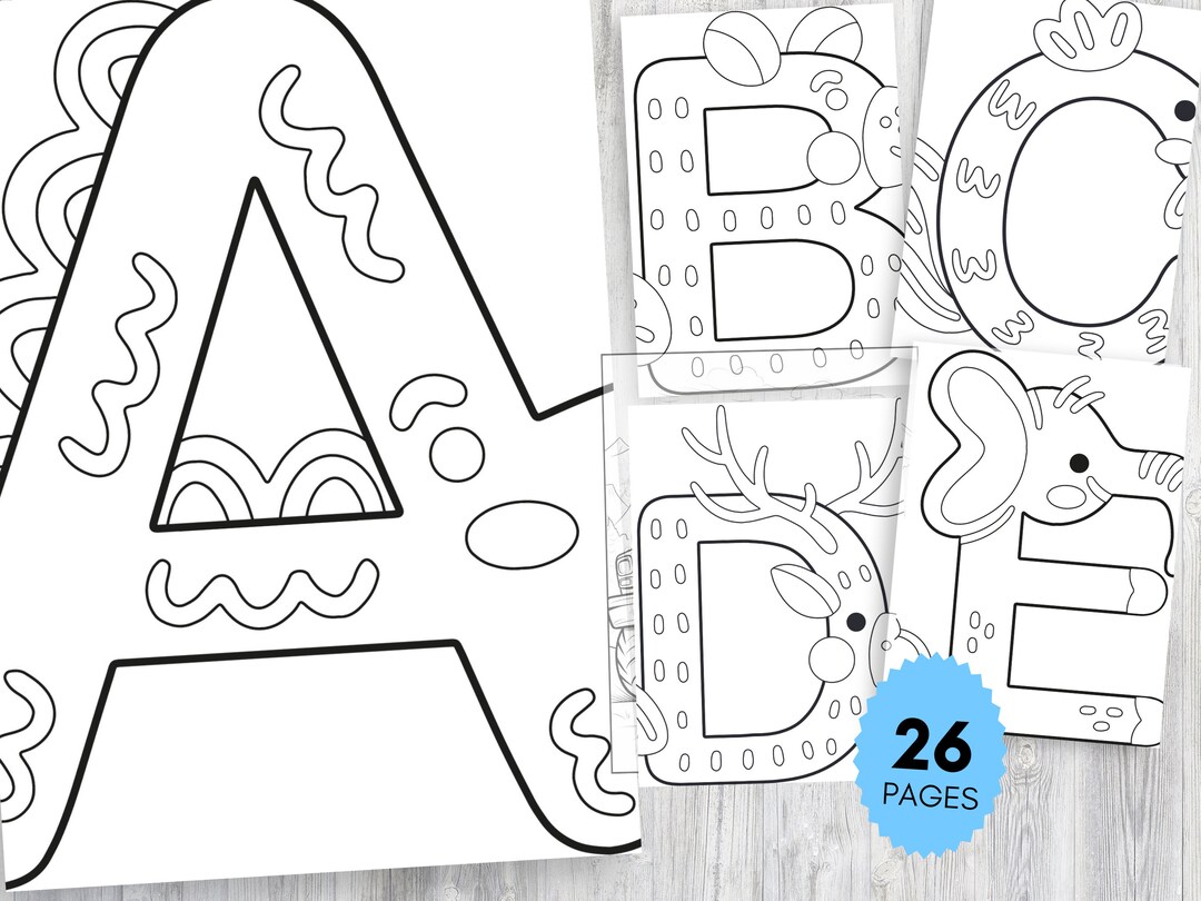 26 Pages Alphabet Coloring Book Printable for Kids, Alphabet Coloring ...