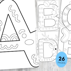 26 Pages Alphabet Coloring Book Printable for Kids, Alphabet Coloring ...