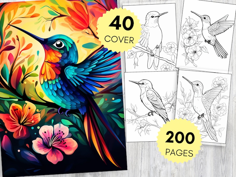 200 Cute Bird Coloring Pages Adults and Kids Coloring Book, Digital ...