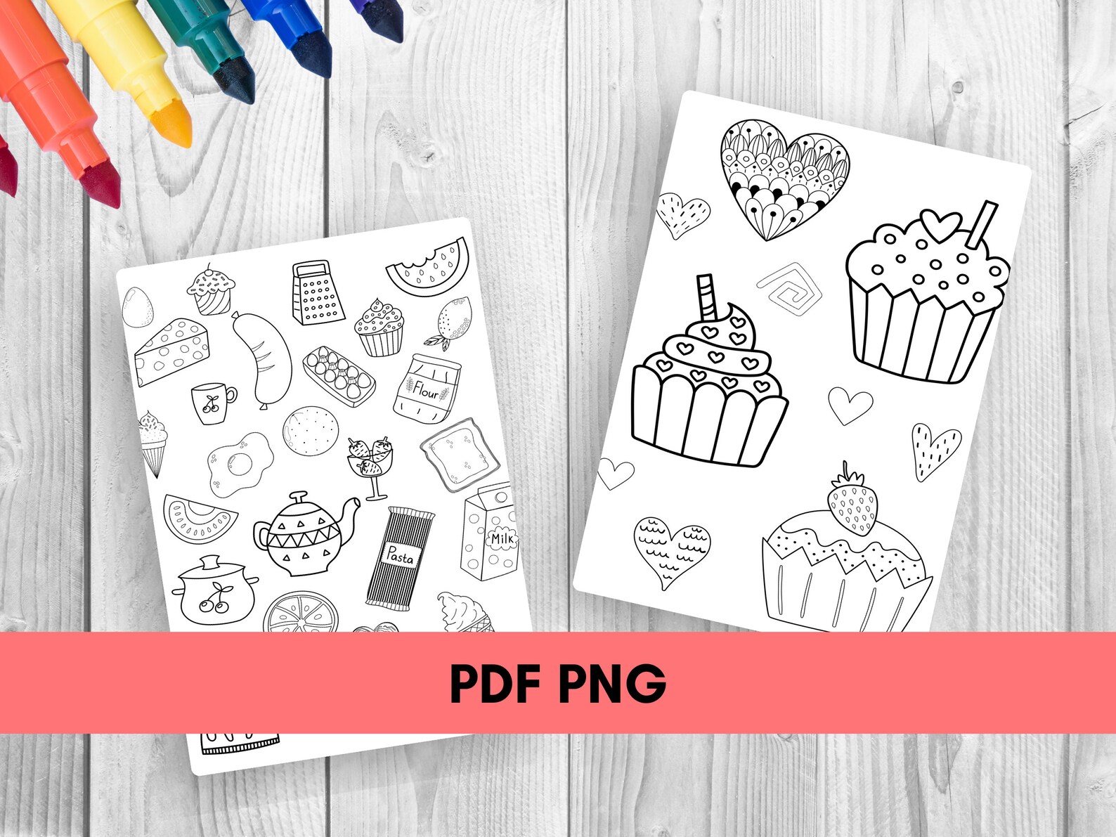 Food Coloring Pages, 10 Printable Recipe Coloring Pages for Kids, Boys ...